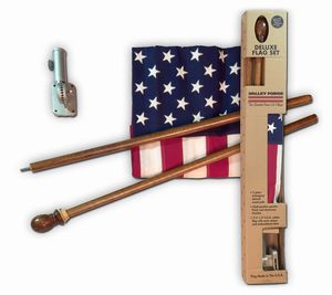 Boxed U.S. Flag Kit With Mahogany Pole ( 6 pack ) - Retail Packaging